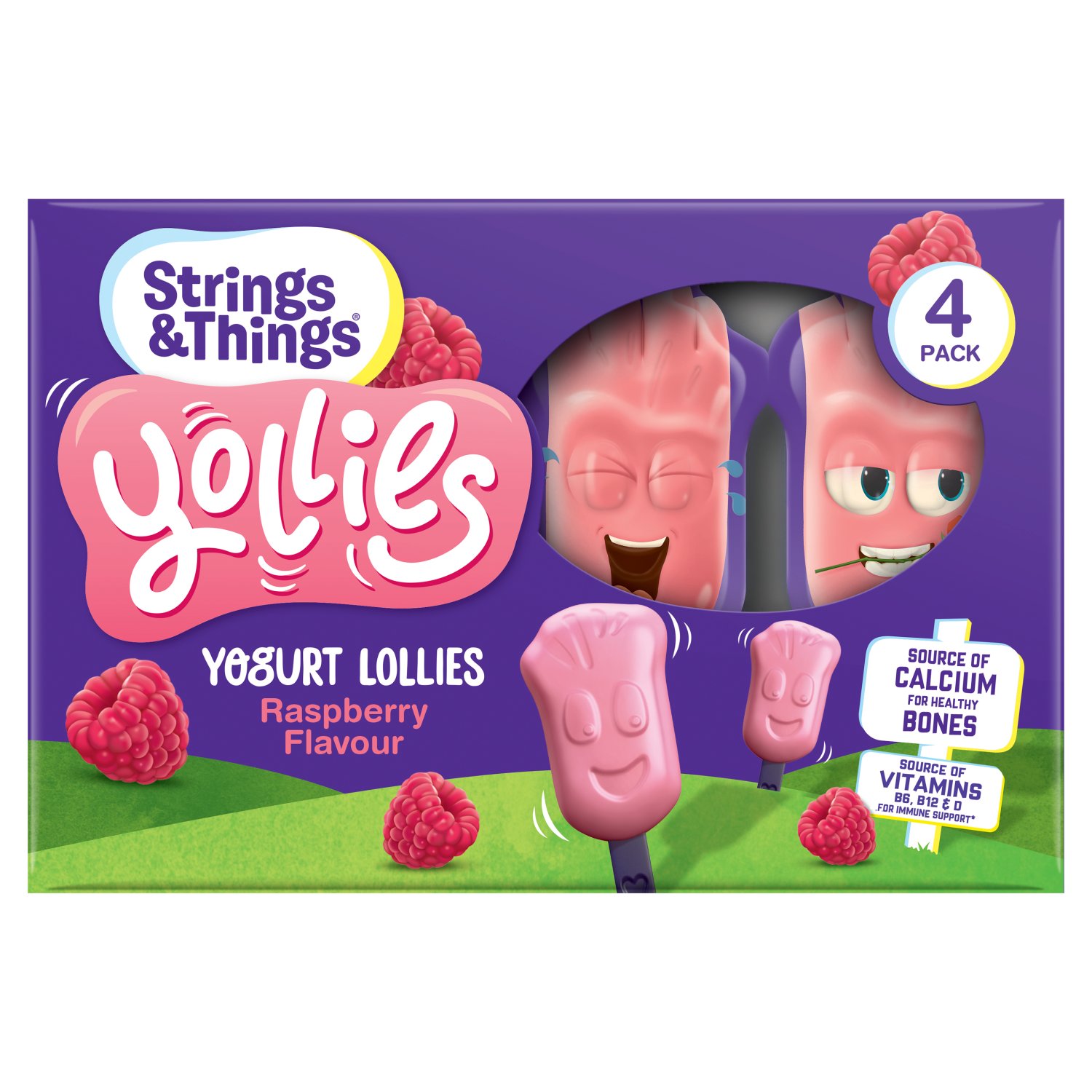 Strings & Things Yollies Yogurt Lollies Raspberry 4 Pack (100 g ...