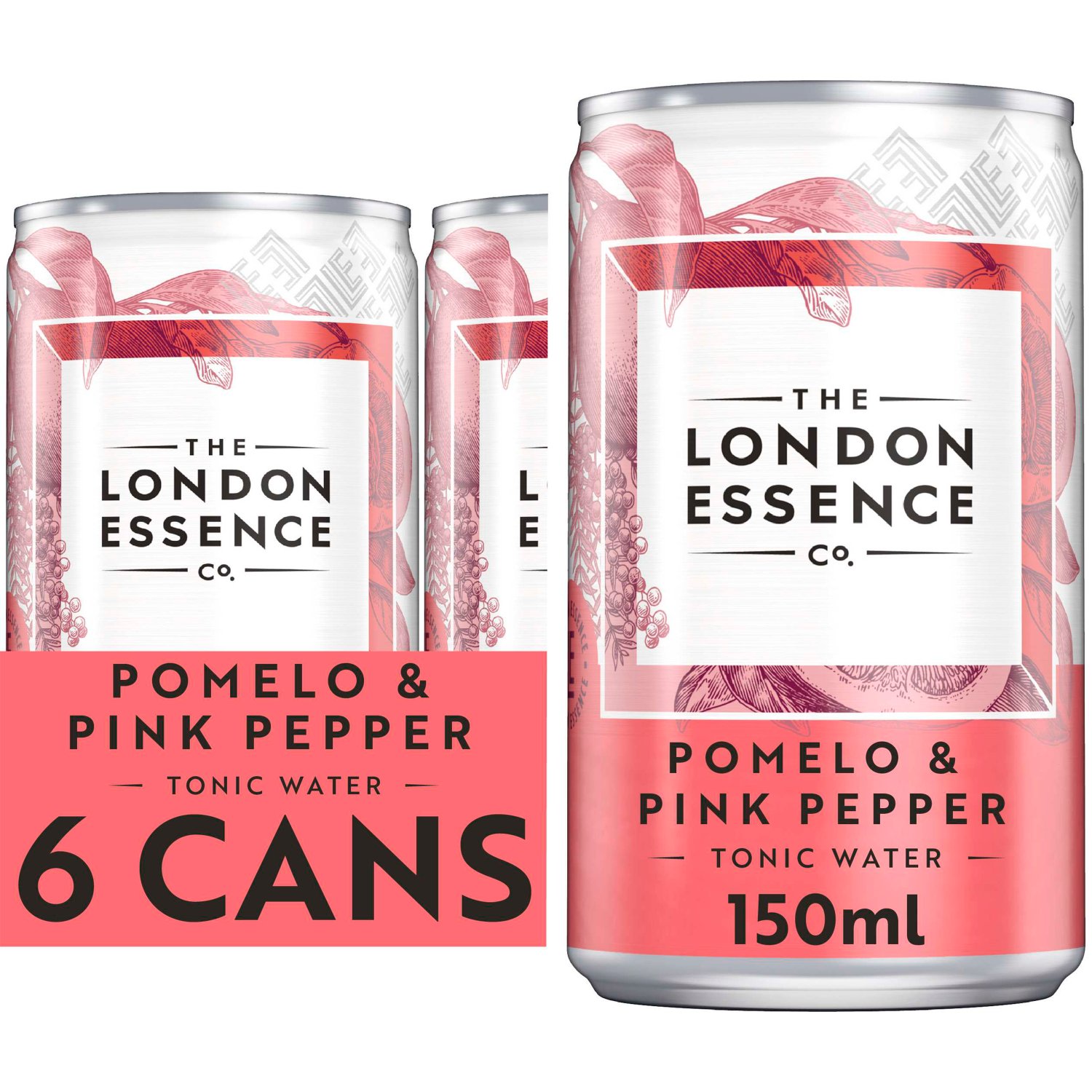 London Essence Pomelo Pink Pepper Tonic Water Cans 6 Pack (150 ml ...