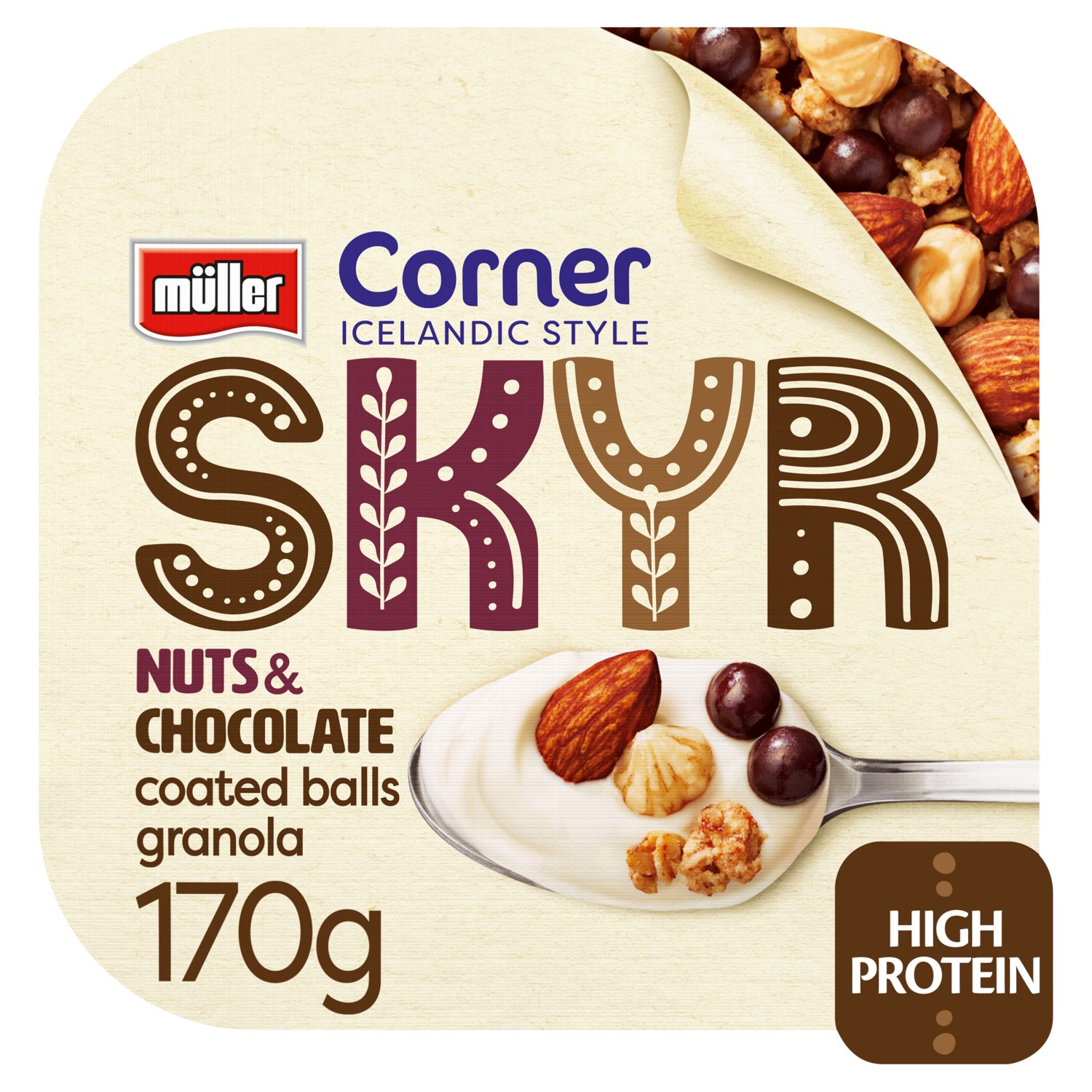 Muller Corner Skyr Yogurt with Nuts & Chocolate Granola (170 g ...