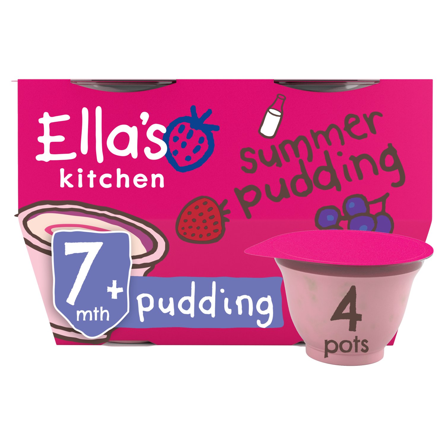 Ella's Kitchen Strawberry & Blackcurrant Summer Pudding 7+Months 4 Pots ...