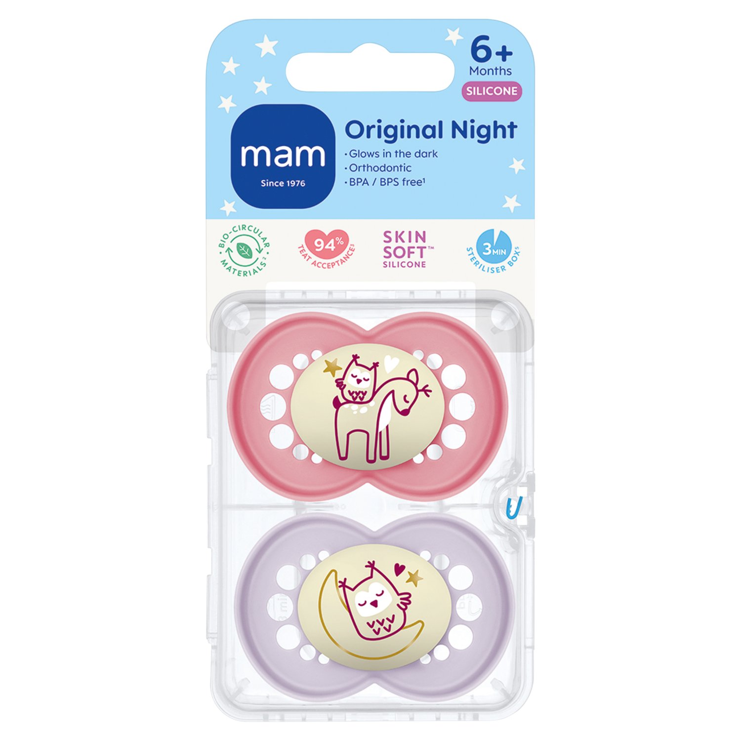 Mam Pure Night 16+ Months Soothers 2 Pack Mixed (2 Piece) - Storefront EN