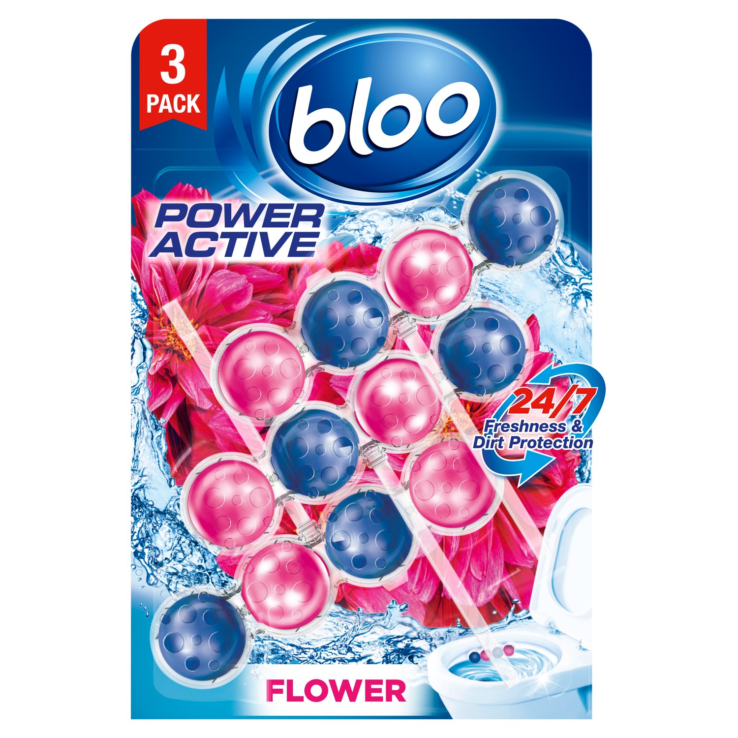 Bloo Power Active Flowers Rim Block Triple Pack (150 g) - Storefront EN