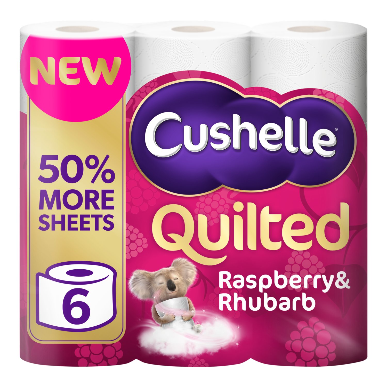Cushelle Quilted Rhubard & Raspberry 50% Longer Toilet Tissue 6 Equals ...