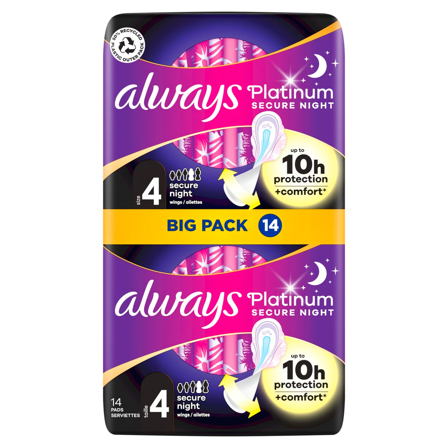 Always Platinum Secure Night Sanitary Towels Size 4 (14 Piece ...