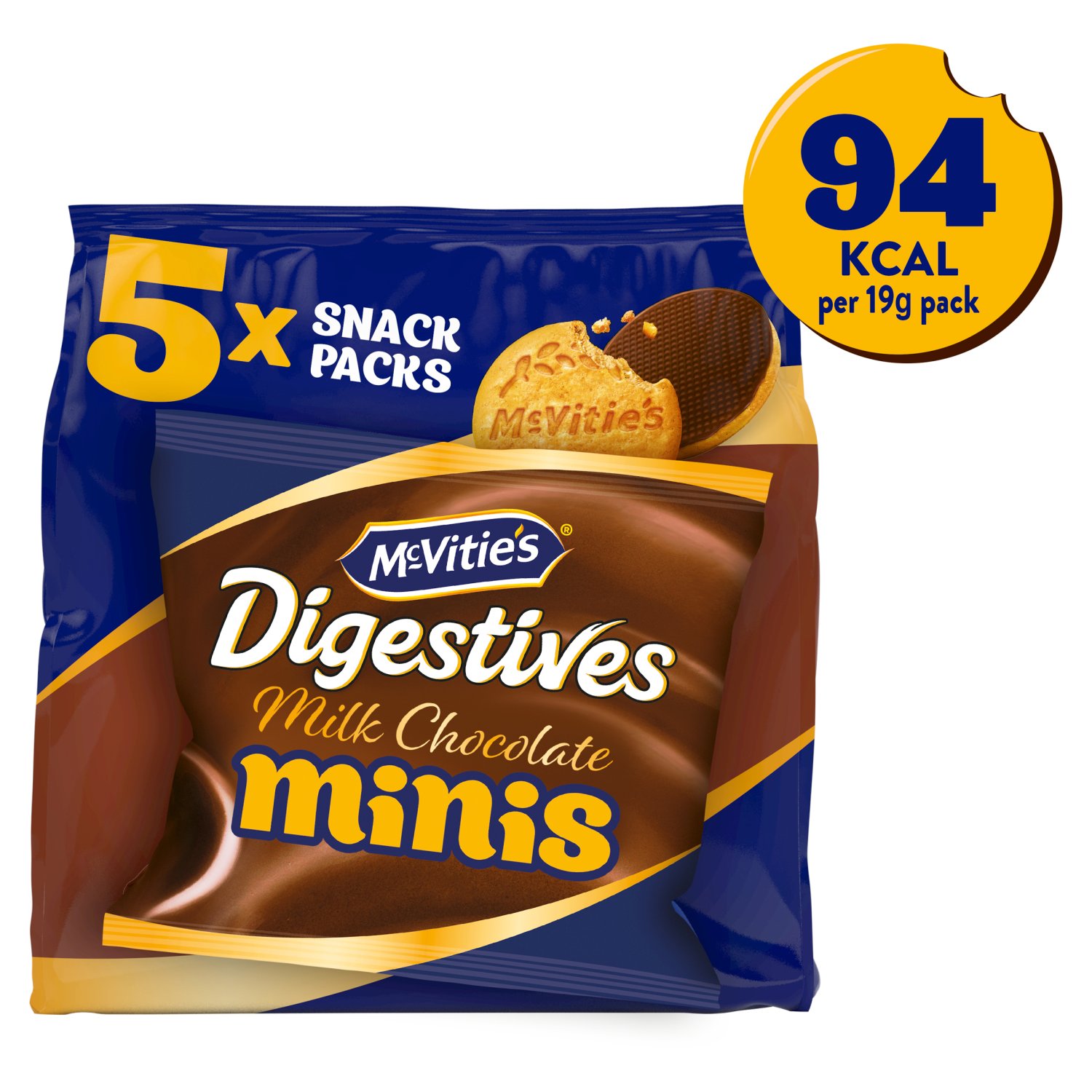 McVitie's Milk Chocolate Minis Digestive Snack Packs 5 Pack (19 g ...
