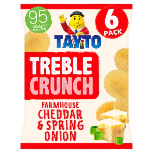 Tayto Treble Crunch Farmhouse Cheddar & Spring Onion Crisps 6 Pack (20 ...